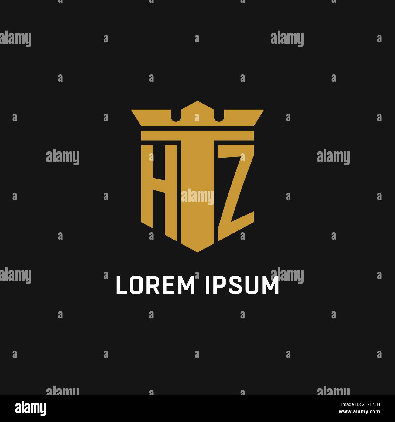 HZ initial logo with shield and crown style design ideas Stock Vector ...