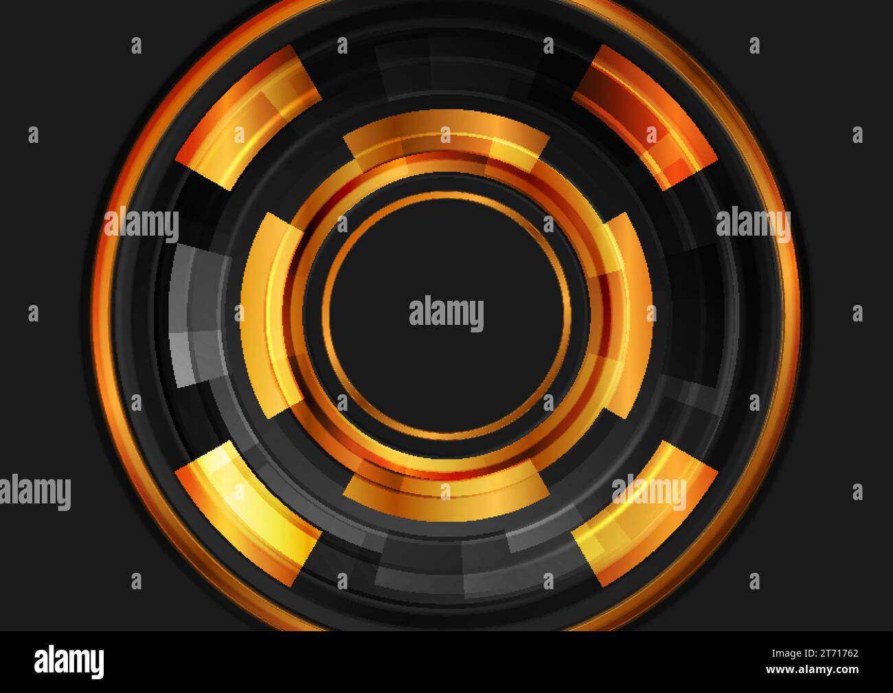 Black and golden glossy circles gears abstract tech background. Vector ...