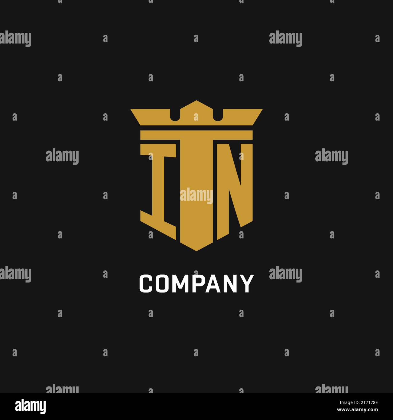 IN initial logo with shield and crown style design ideas Stock Vector ...