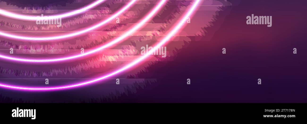 Abstract glowing banner with pink neon circles. Hi-tech futuristic ...