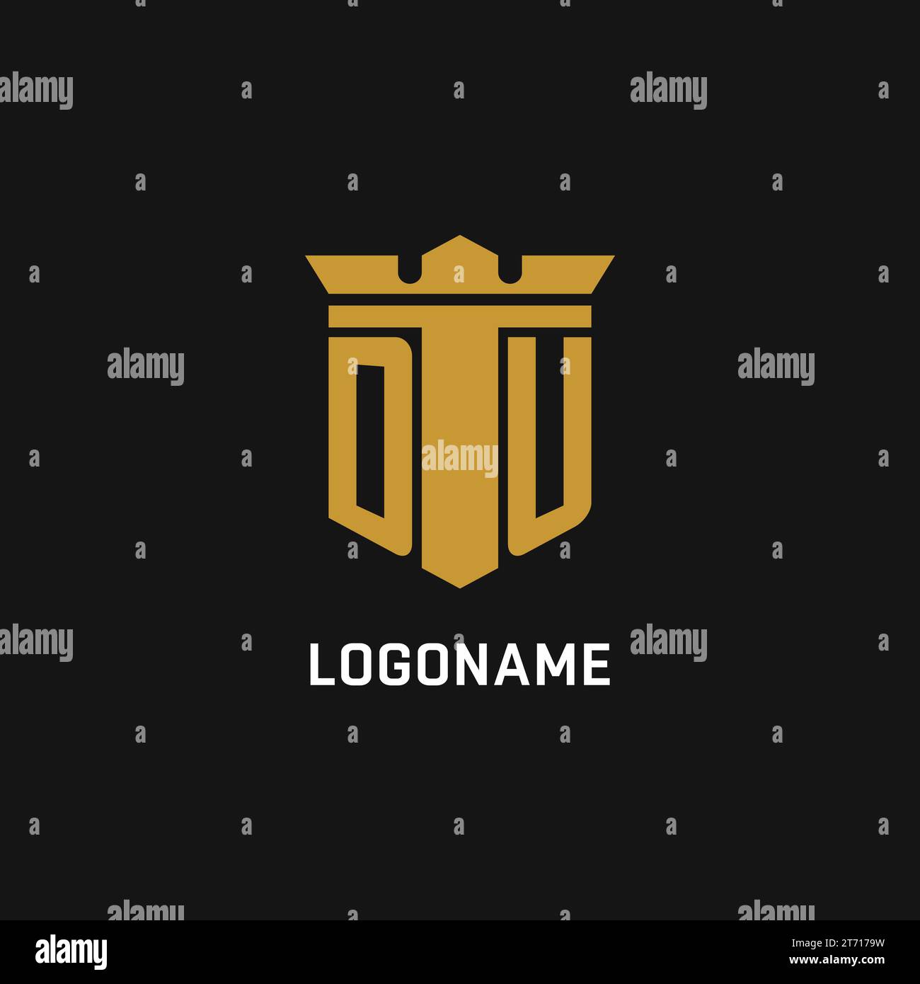 DU initial logo with shield and crown style design ideas Stock Vector ...
