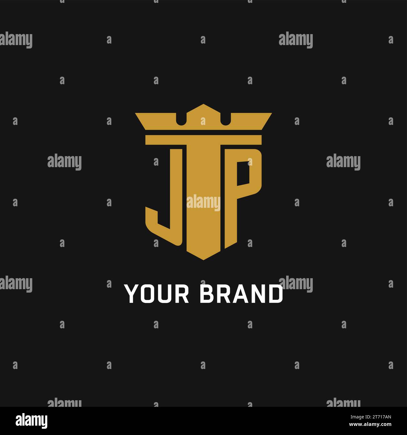 JP initial logo with shield and crown style design ideas Stock Vector ...