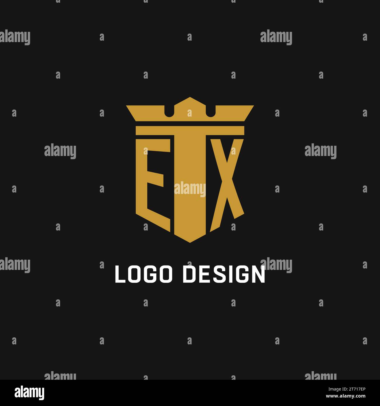 EX initial logo with shield and crown style design ideas Stock Vector ...