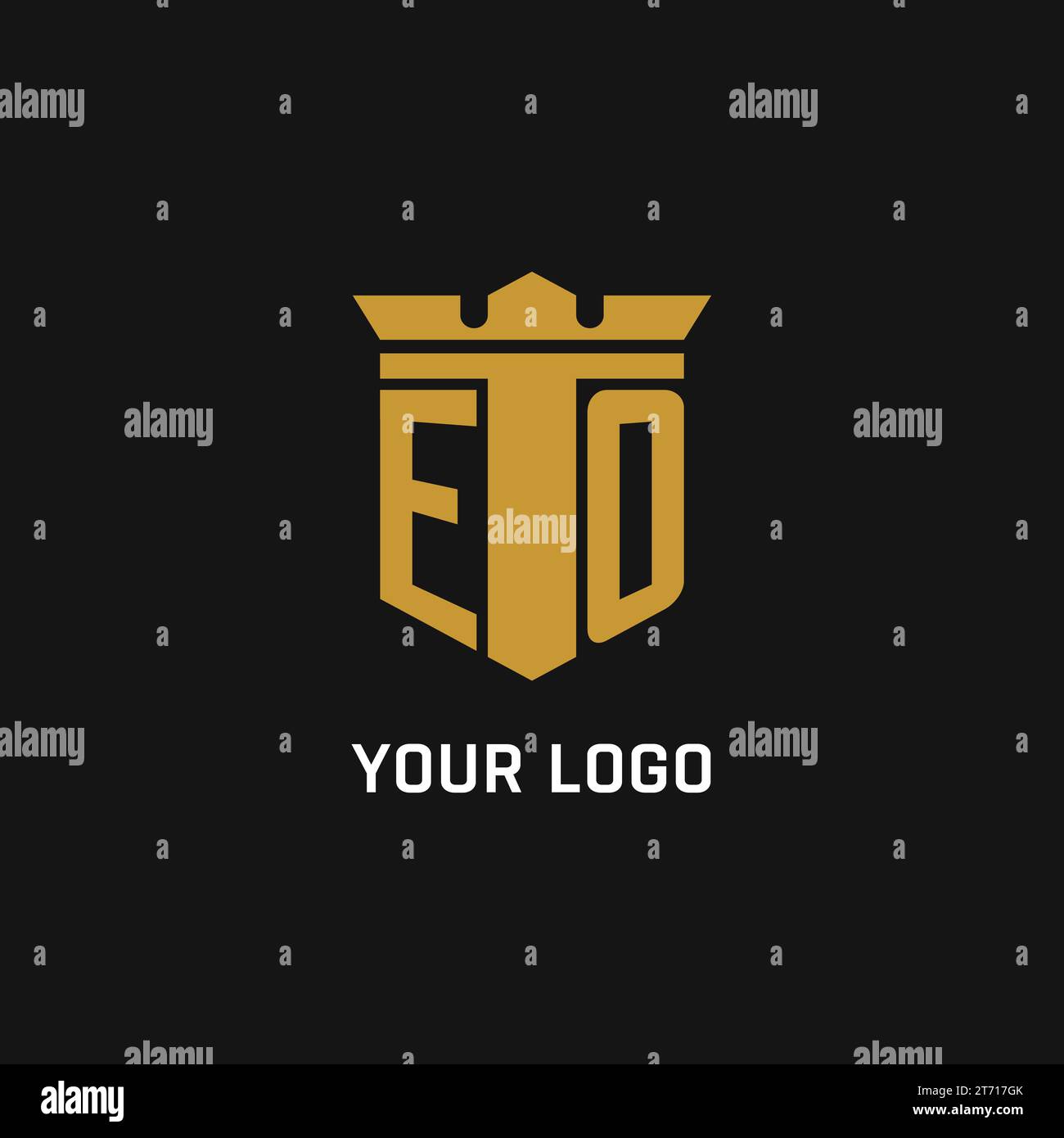 EO initial logo with shield and crown style design ideas Stock Vector ...