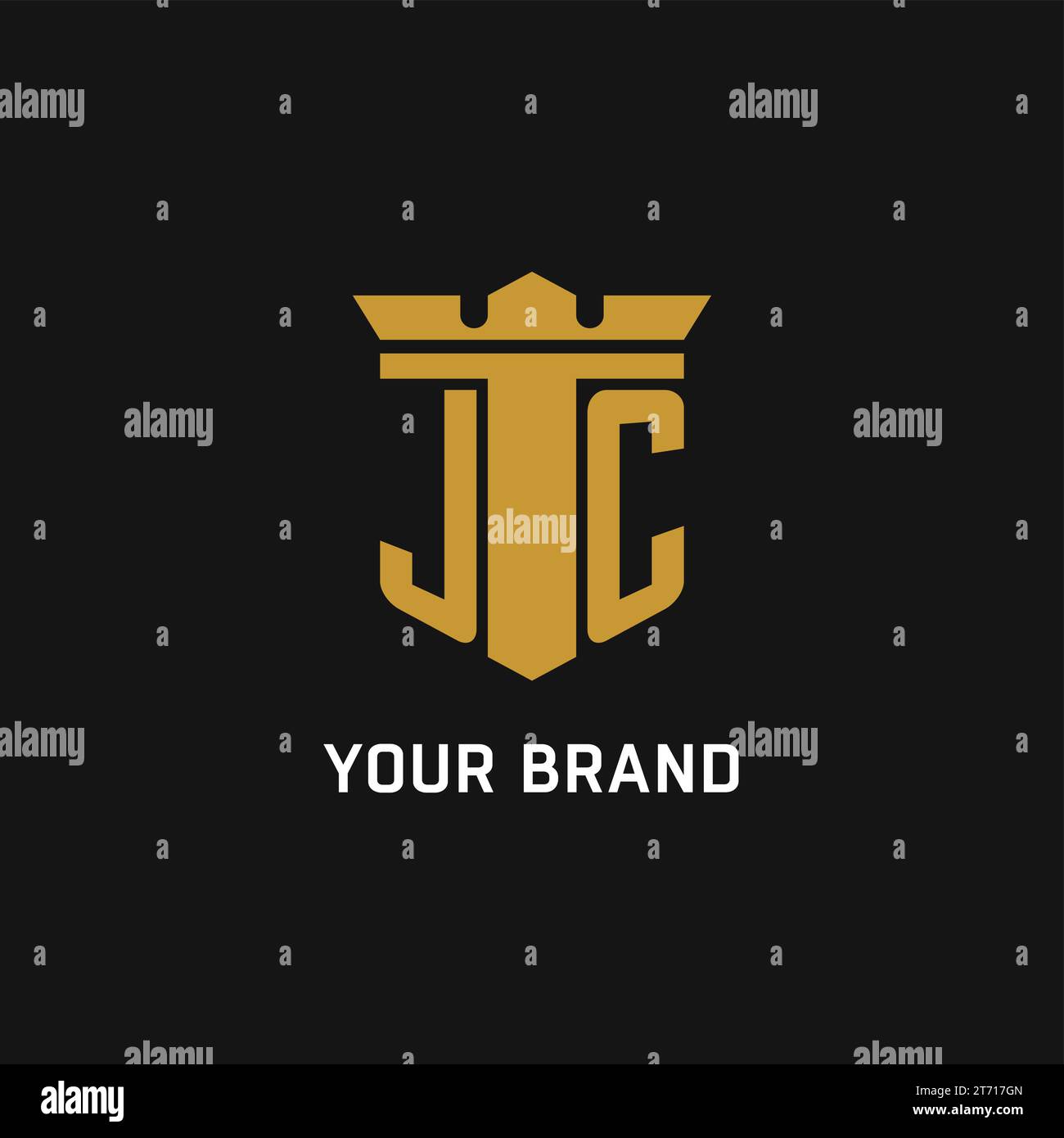 JC initial logo with shield and crown style design ideas Stock Vector ...