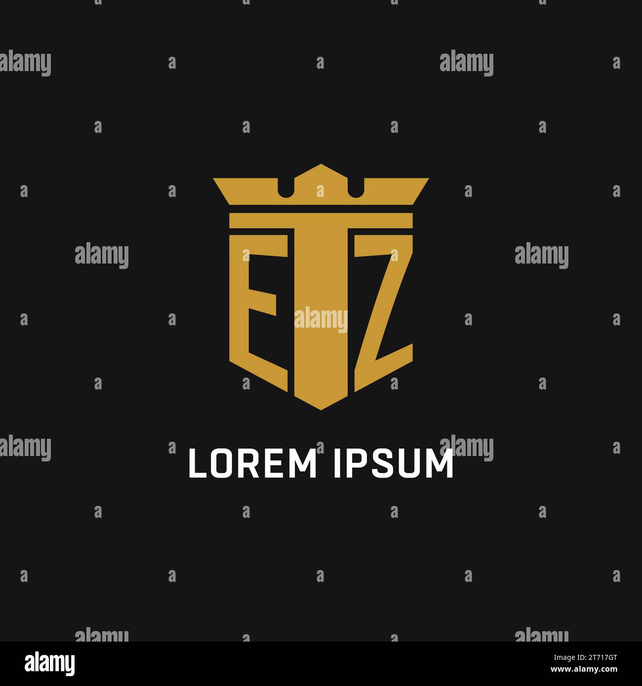 EZ initial logo with shield and crown style design ideas Stock Vector ...