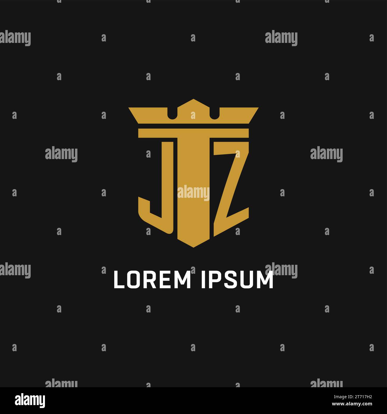 JZ initial logo with shield and crown style design ideas Stock Vector ...