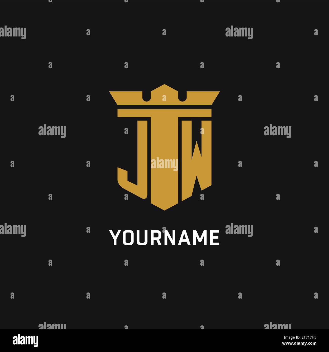 JW initial logo with shield and crown style design ideas Stock Vector ...