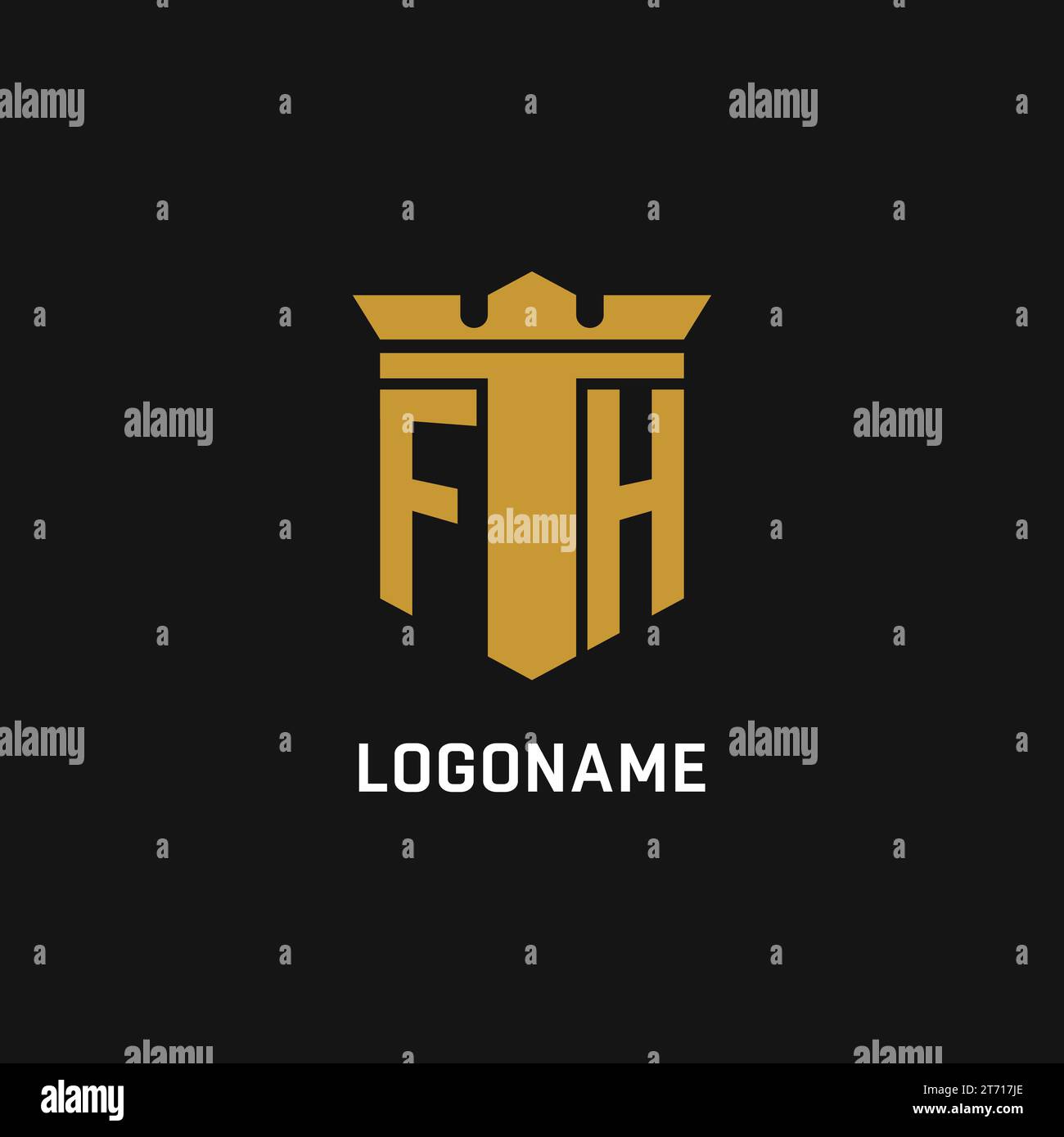 FH initial logo with shield and crown style design ideas Stock Vector ...