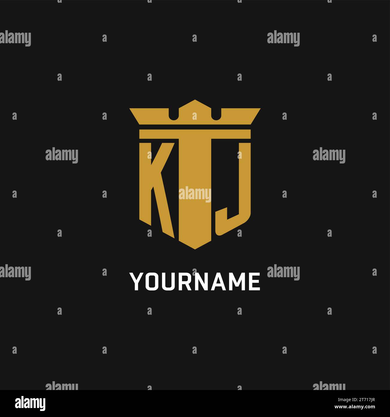 KJ initial logo with shield and crown style design ideas Stock Vector ...
