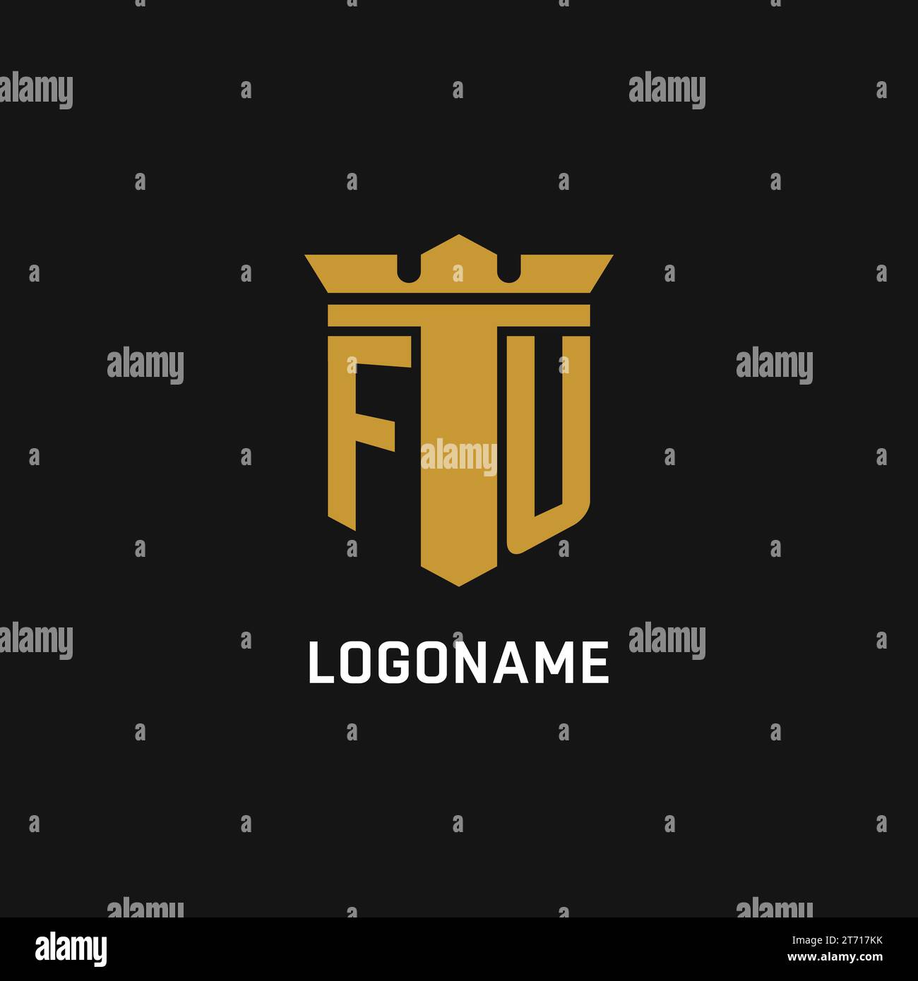 FU initial logo with shield and crown style design ideas Stock Vector ...