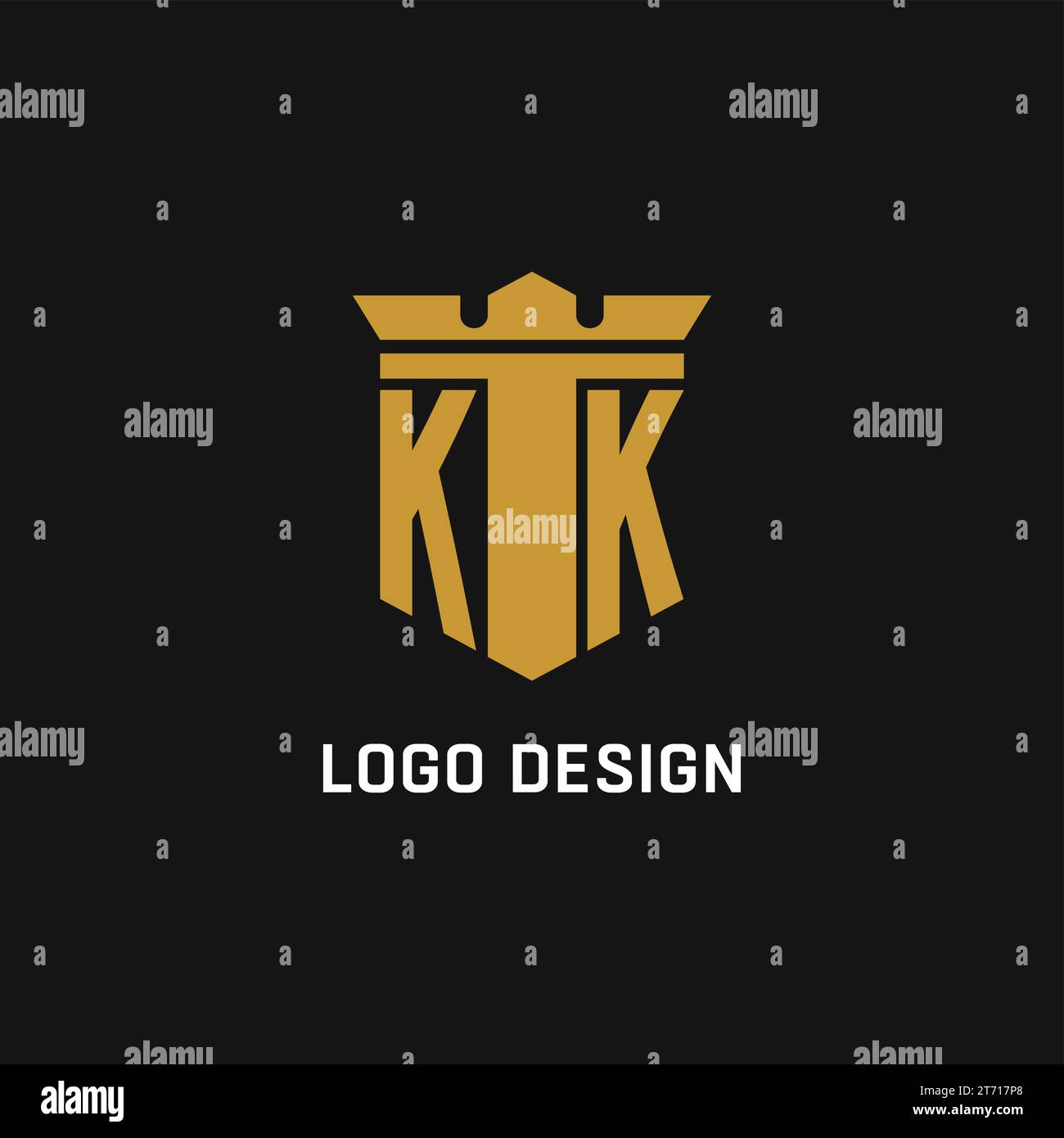 KK initial logo with shield and crown style design ideas Stock Vector ...