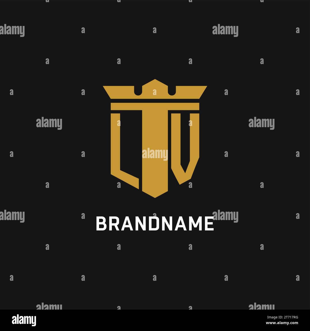 LV initial logo with shield and crown style design ideas Stock Vector ...