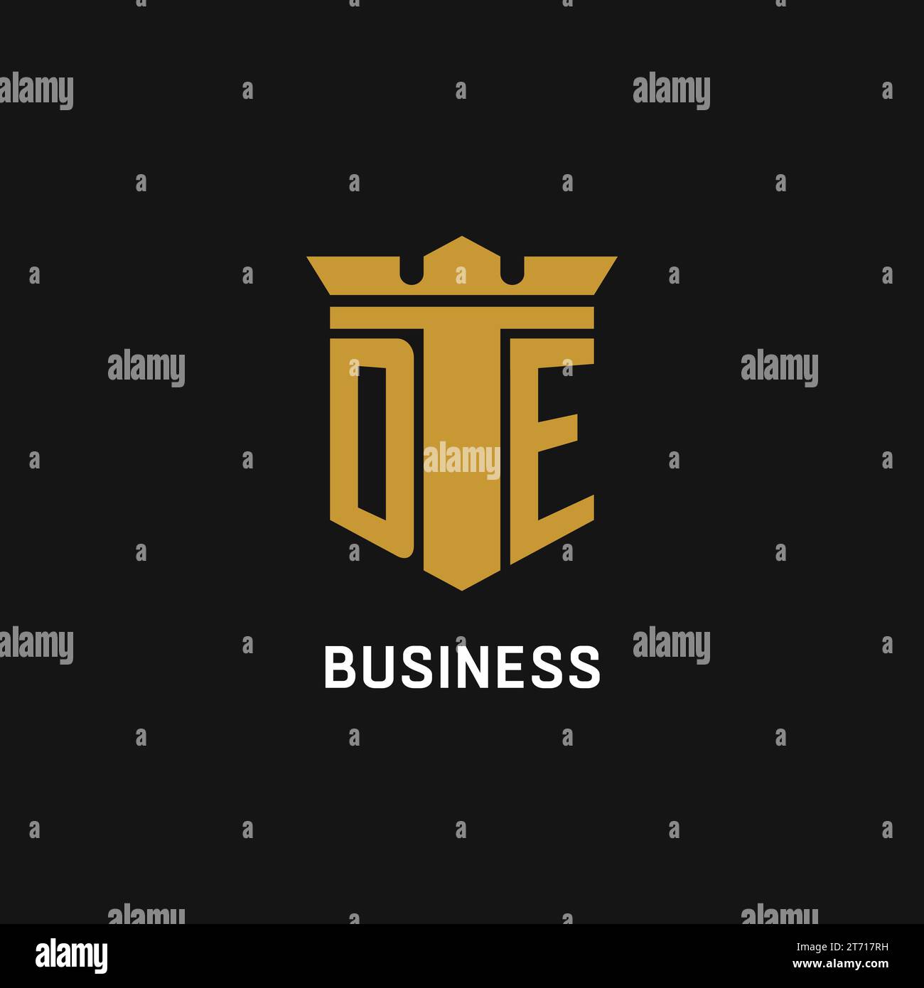 DE initial logo with shield and crown style design ideas Stock Vector ...