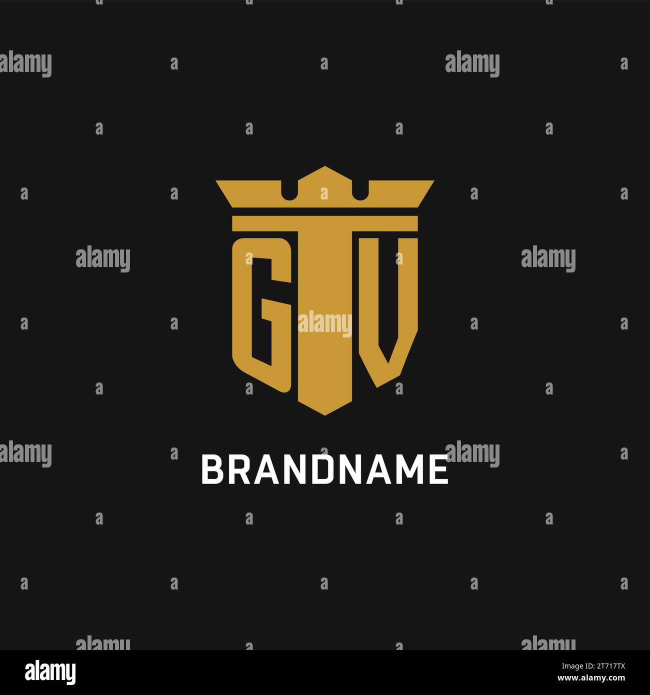 GV initial logo with shield and crown style design ideas Stock Vector ...