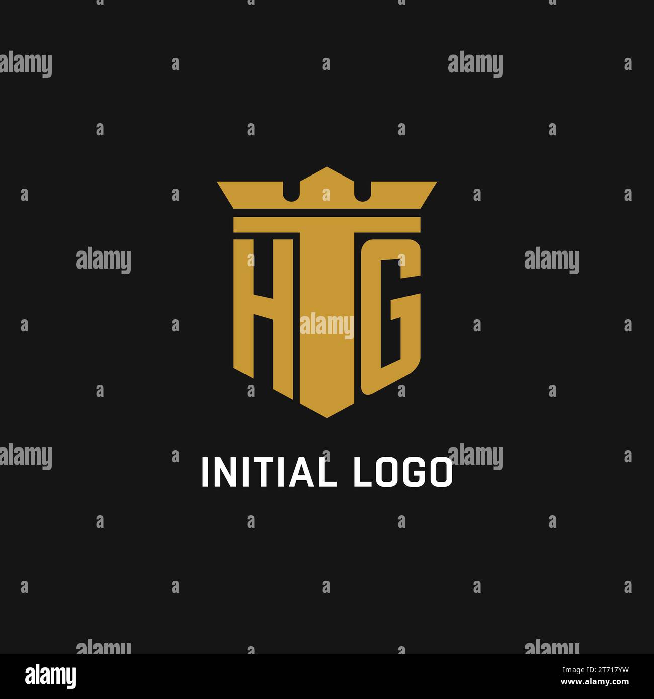 HG initial logo with shield and crown style design ideas Stock Vector ...