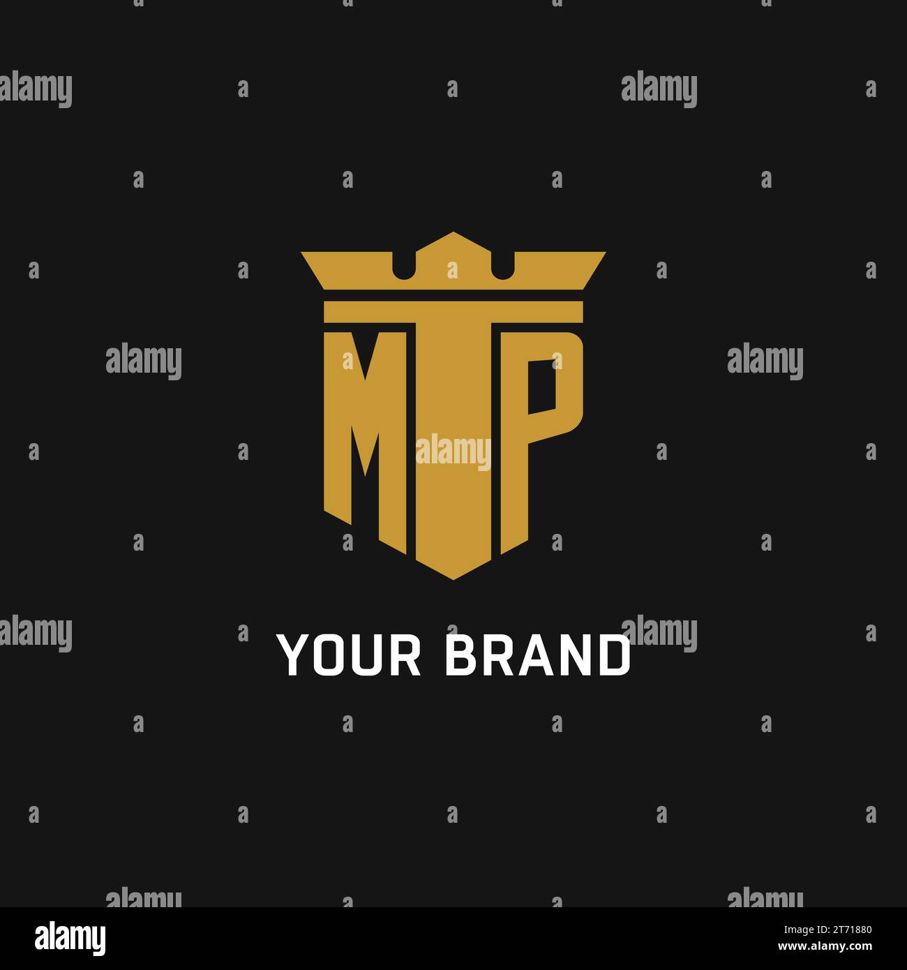 MP initial logo with shield and crown style design ideas Stock Vector ...