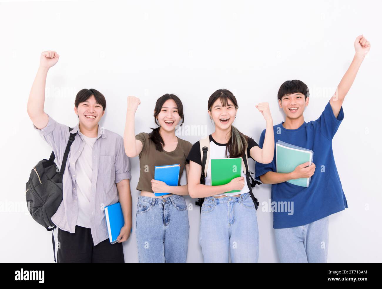Group of stylish students on white background Stock Photo - Alamy