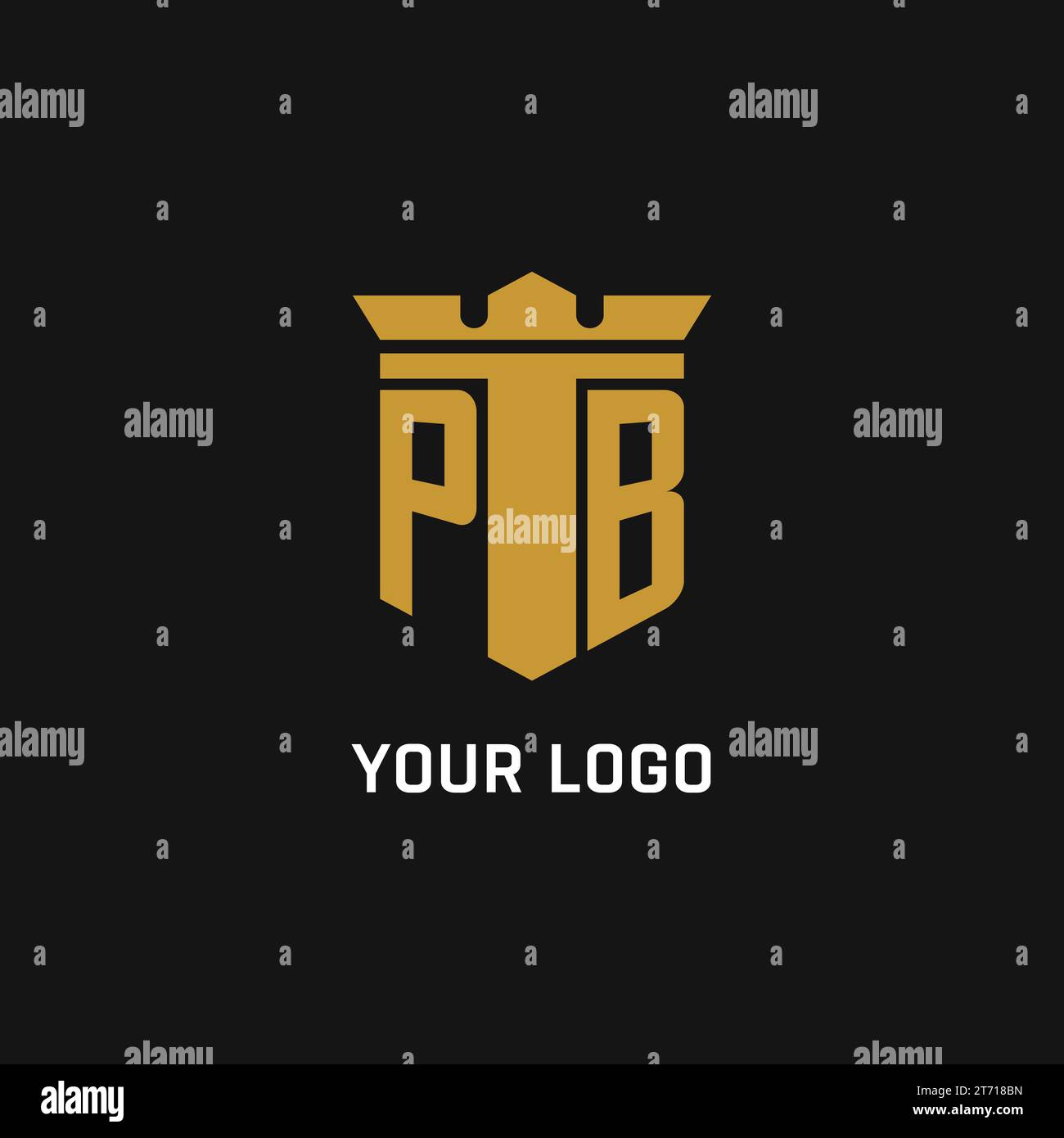 PB initial logo with shield and crown style design ideas Stock Vector ...