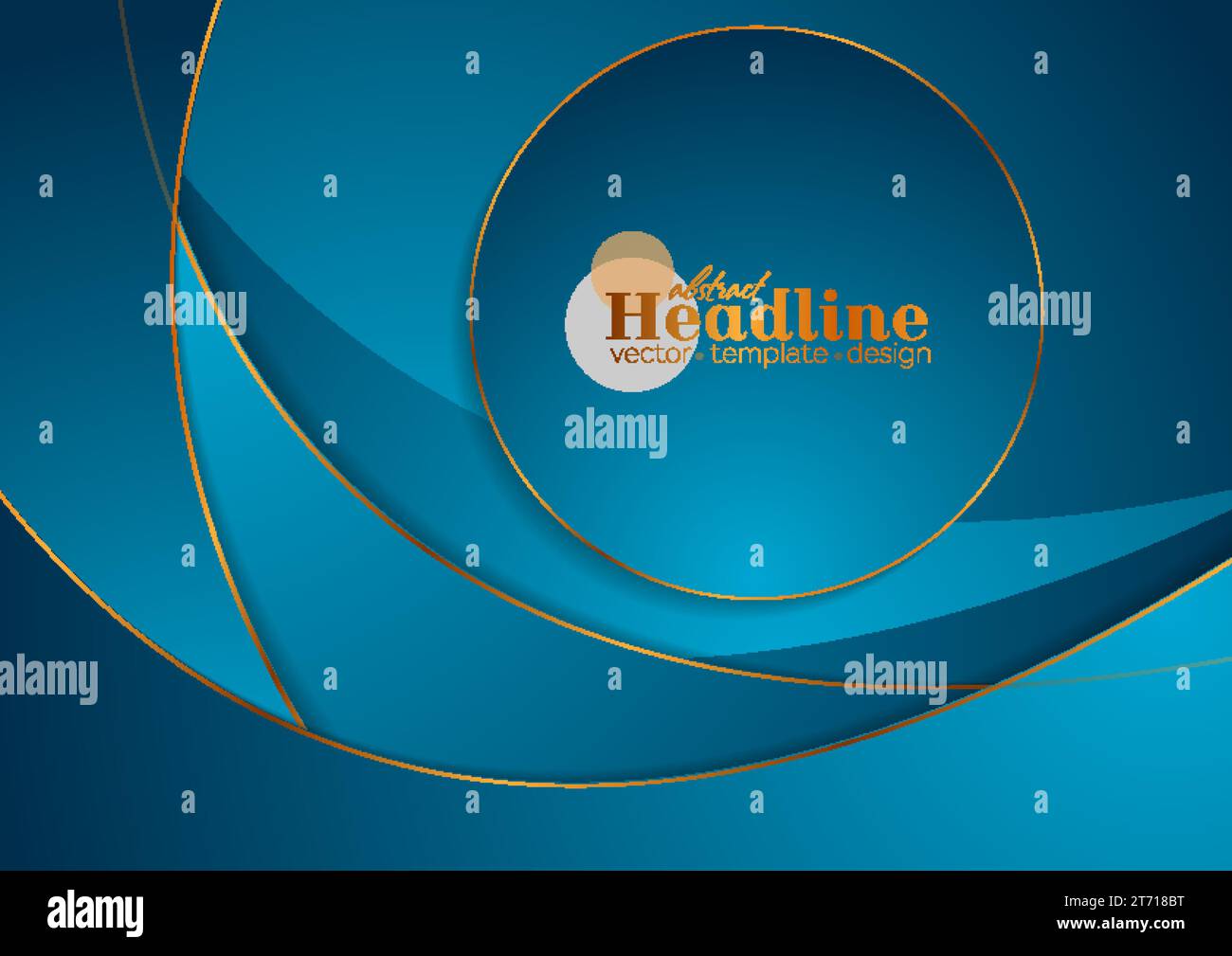 Blue and bronze corporate wavy background with circle. Vector graphic ...