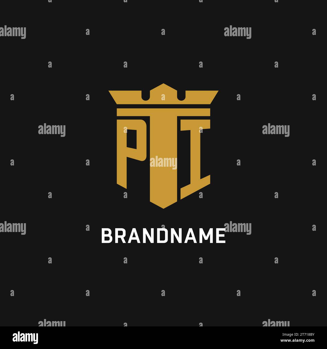 PI initial logo with shield and crown style design ideas Stock Vector Image & Art - Alamy