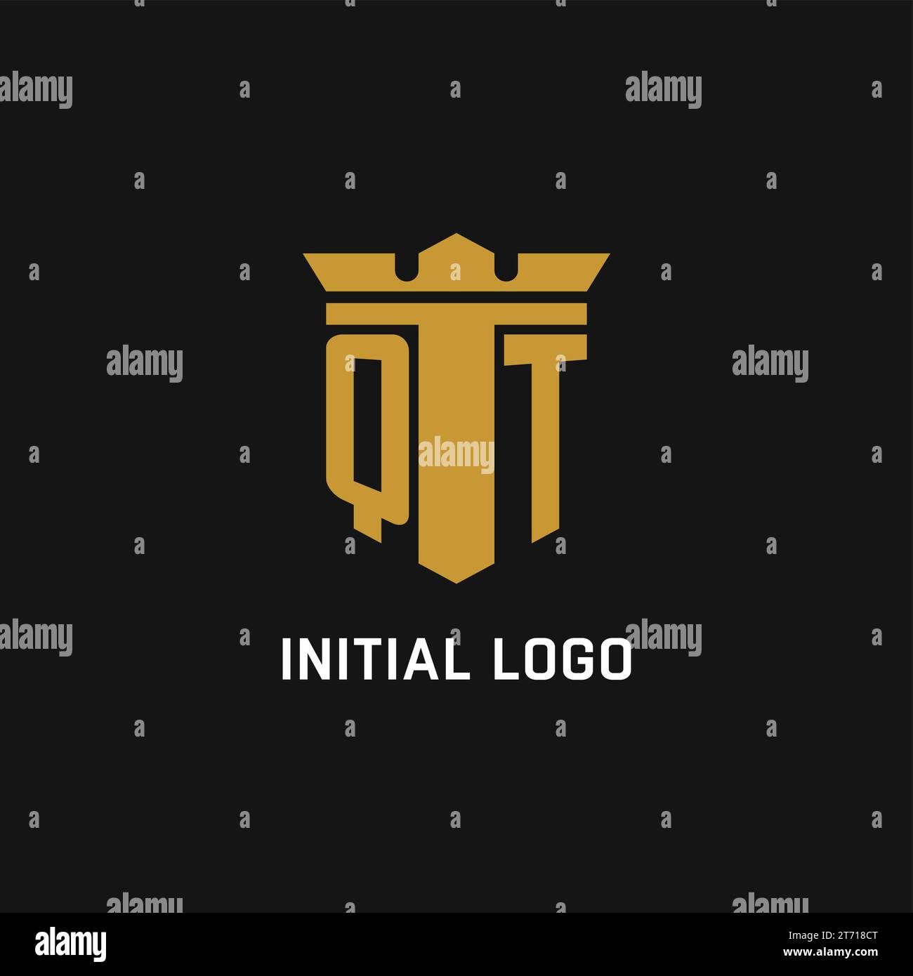 QT initial logo with shield and crown style design ideas Stock Vector ...