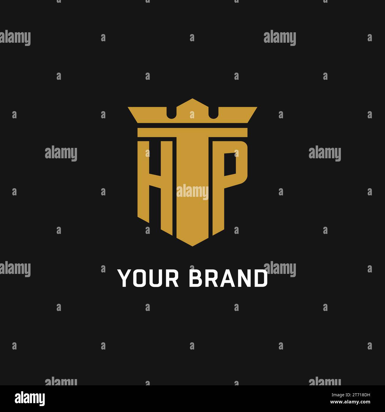 HP initial logo with shield and crown style design ideas Stock Vector ...