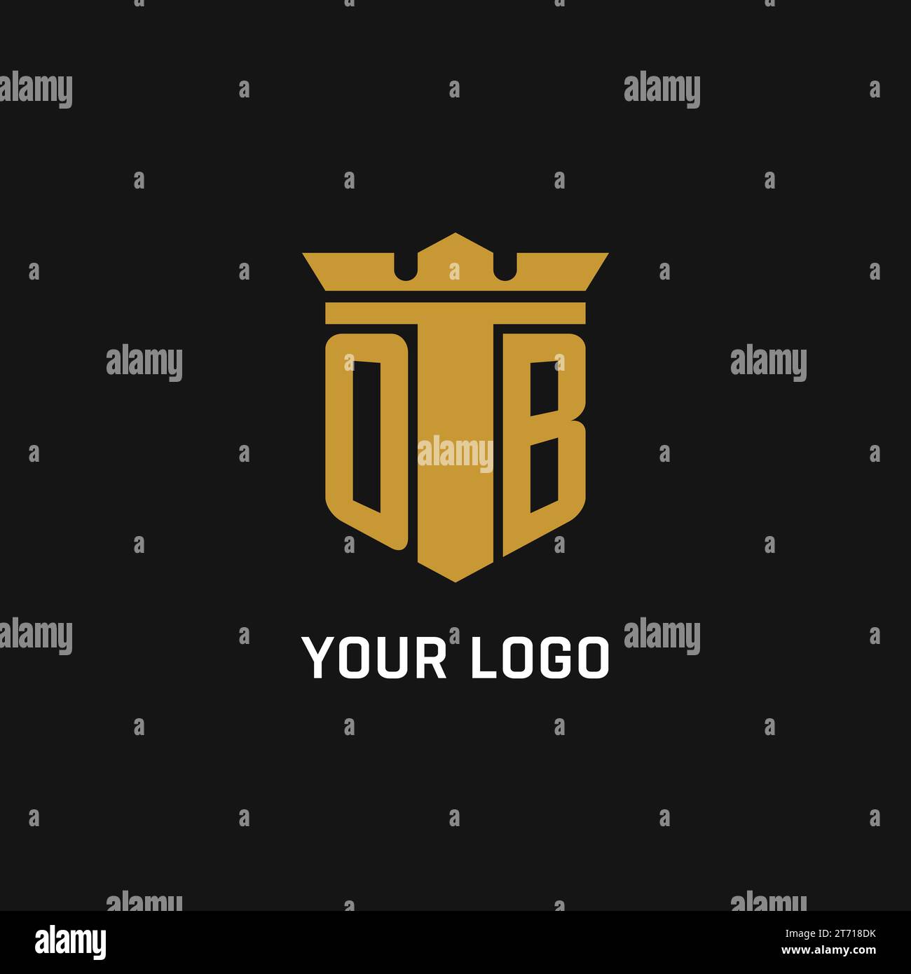 OB initial logo with shield and crown style design ideas Stock Vector ...