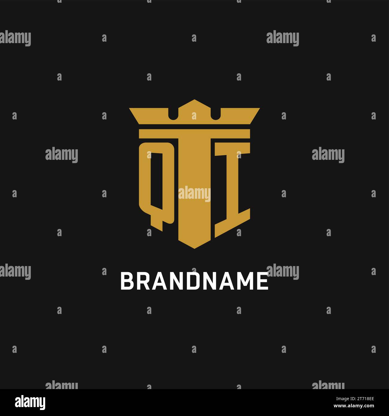 QI initial logo with shield and crown style design ideas Stock Vector ...