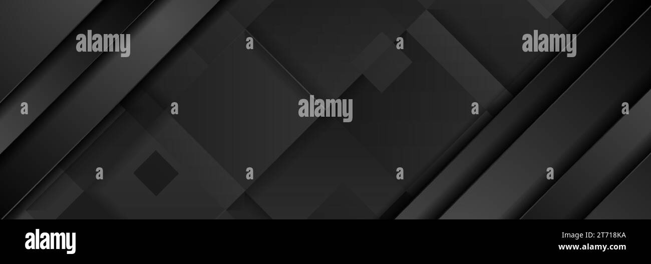 Black technology geometric abstract background with squares. Vector ...