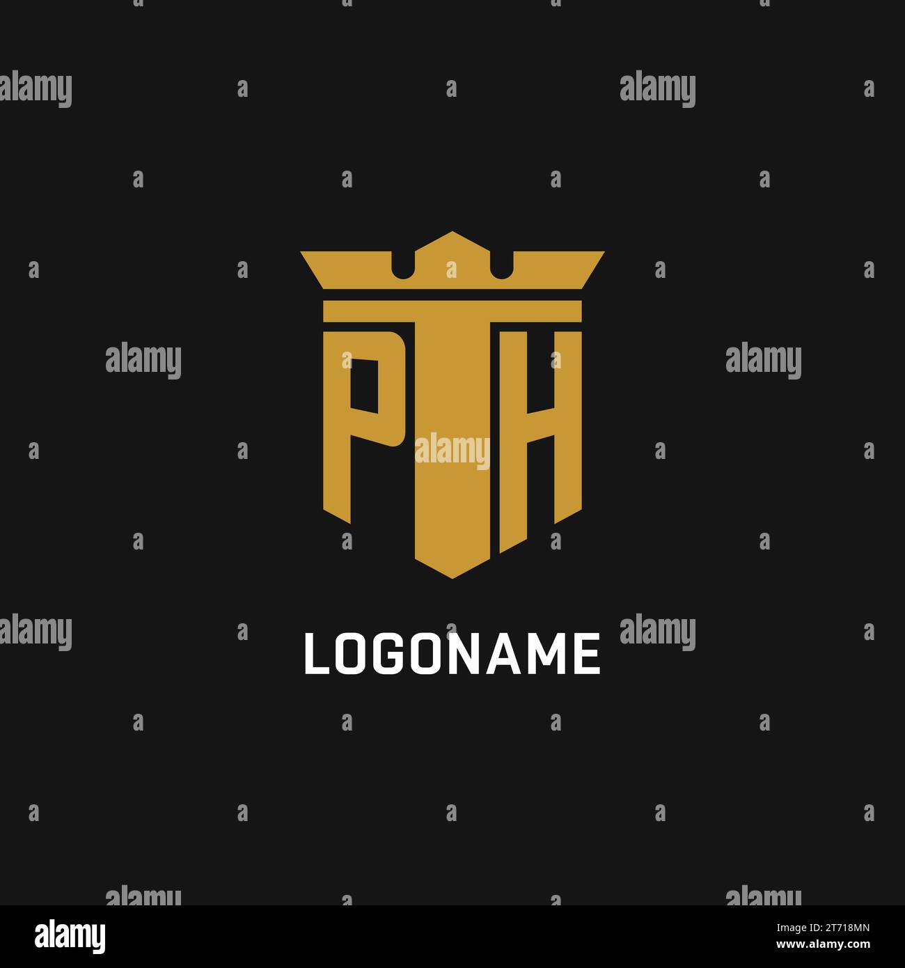 PH initial logo with shield and crown style design ideas Stock Vector ...