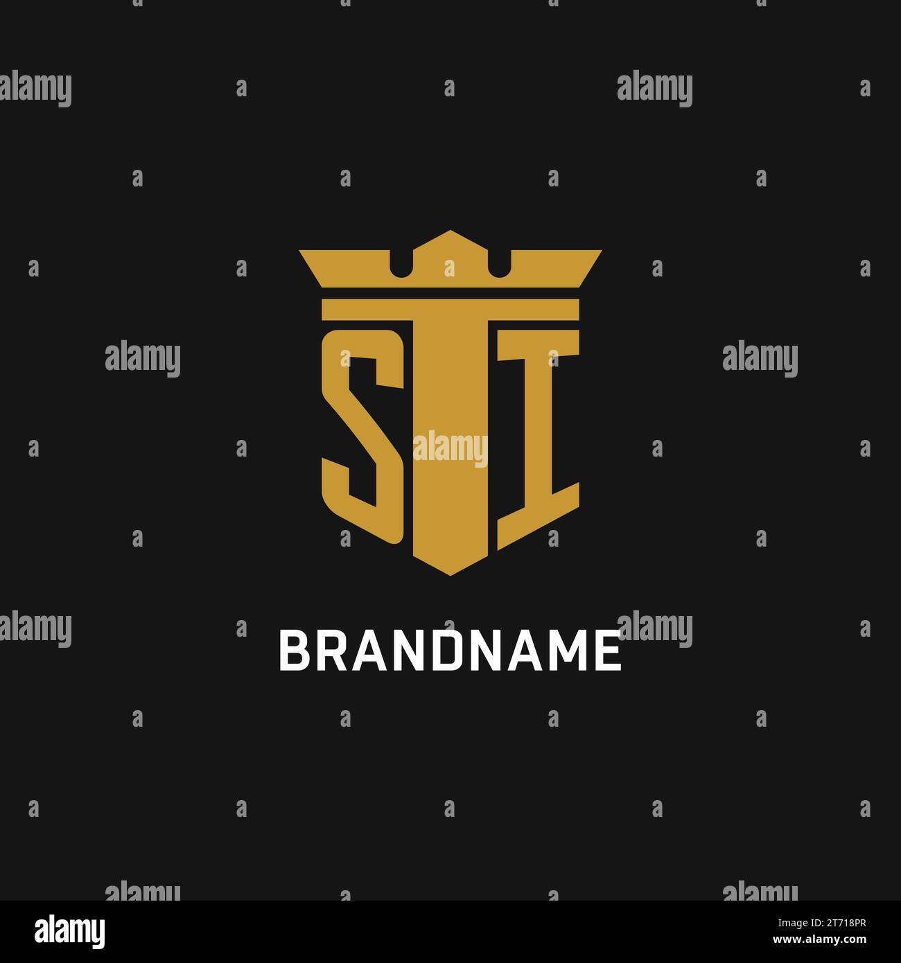 SI initial logo with shield and crown style design ideas Stock Vector ...