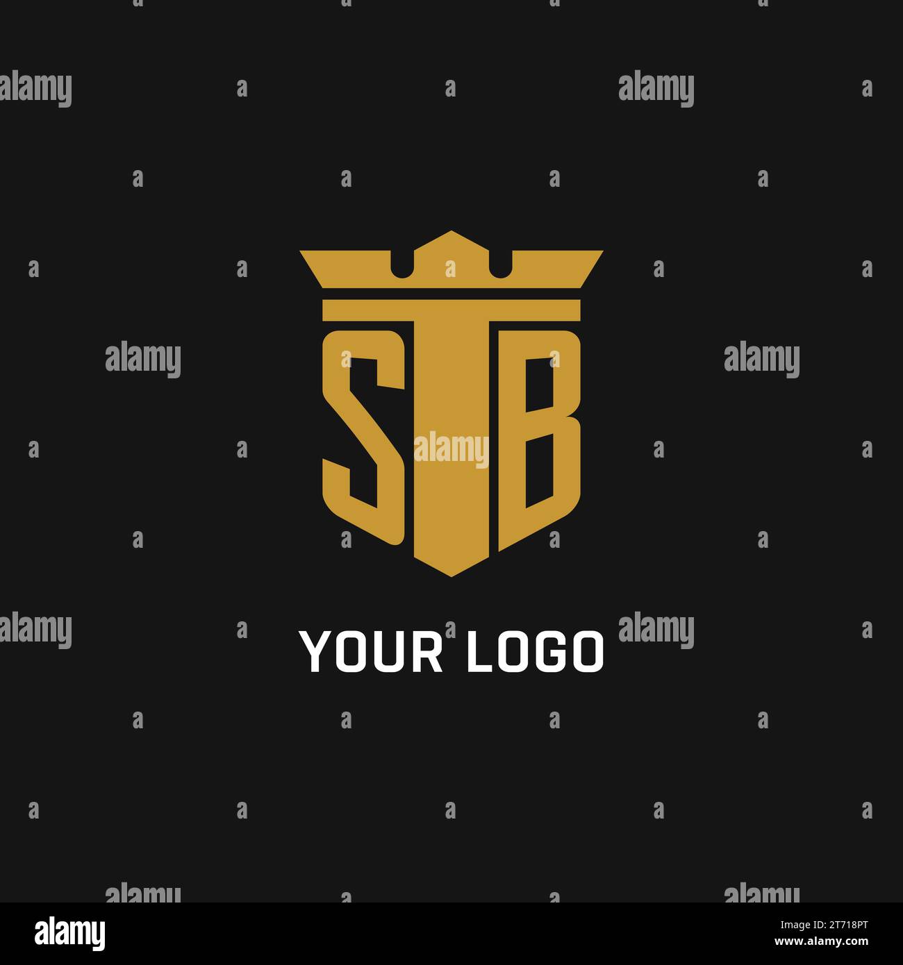 SB initial logo with shield and crown style design ideas Stock Vector ...