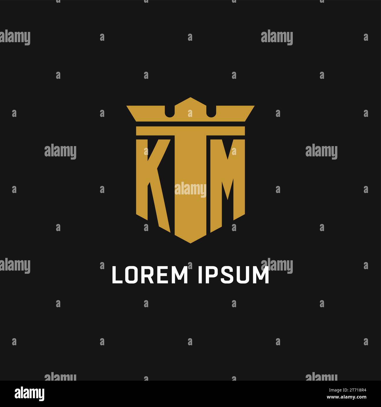 KM initial logo with shield and crown style design ideas Stock Vector ...