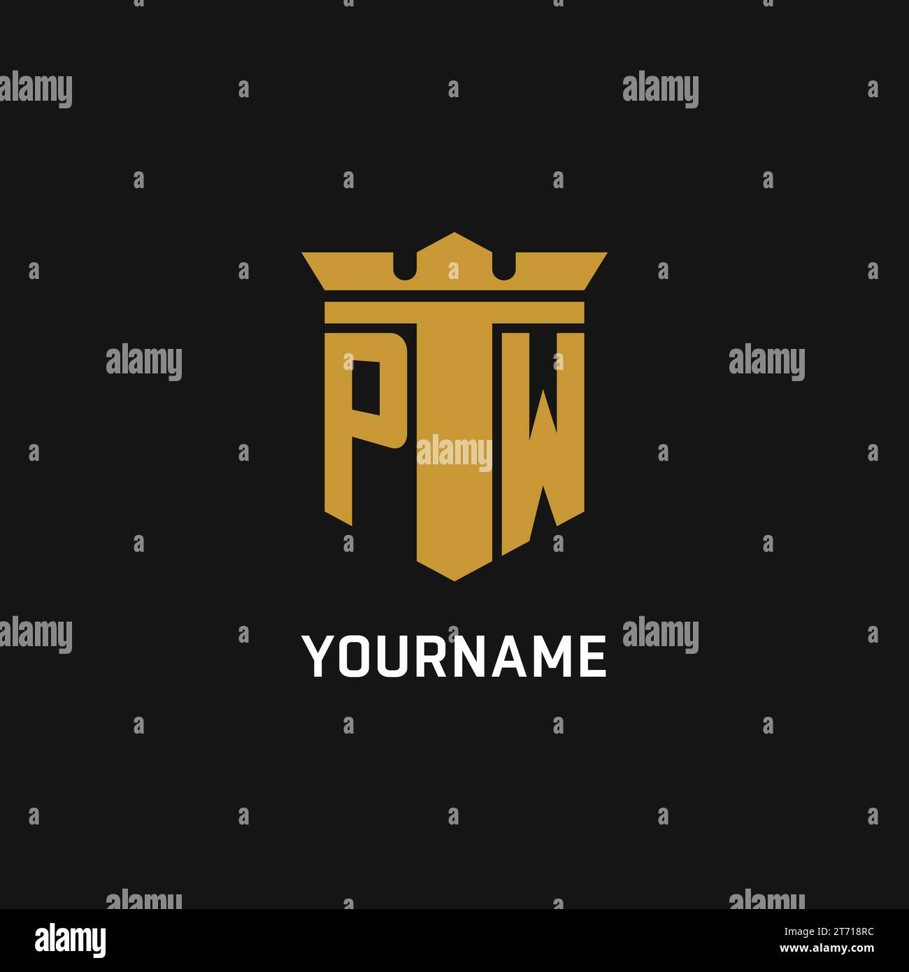 PW initial logo with shield and crown style design ideas Stock Vector ...