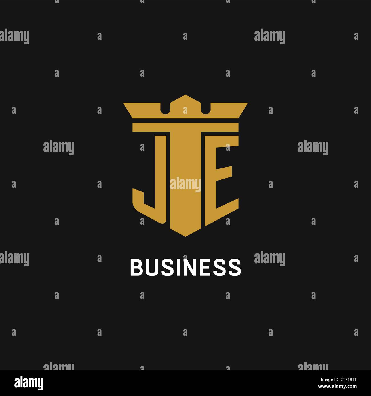 JE initial logo with shield and crown style design ideas Stock Vector ...