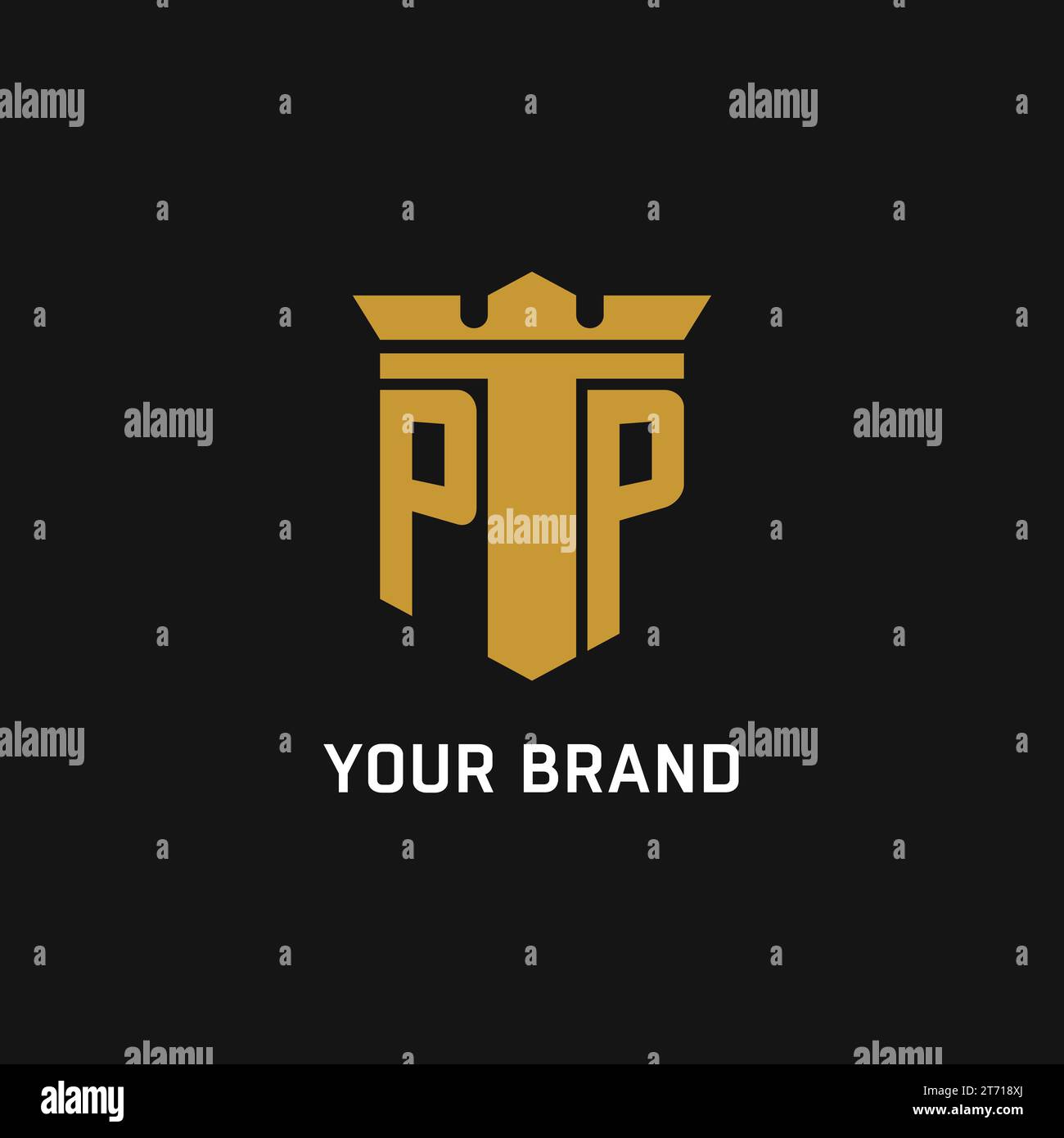 PP initial logo with shield and crown style design ideas Stock Vector ...