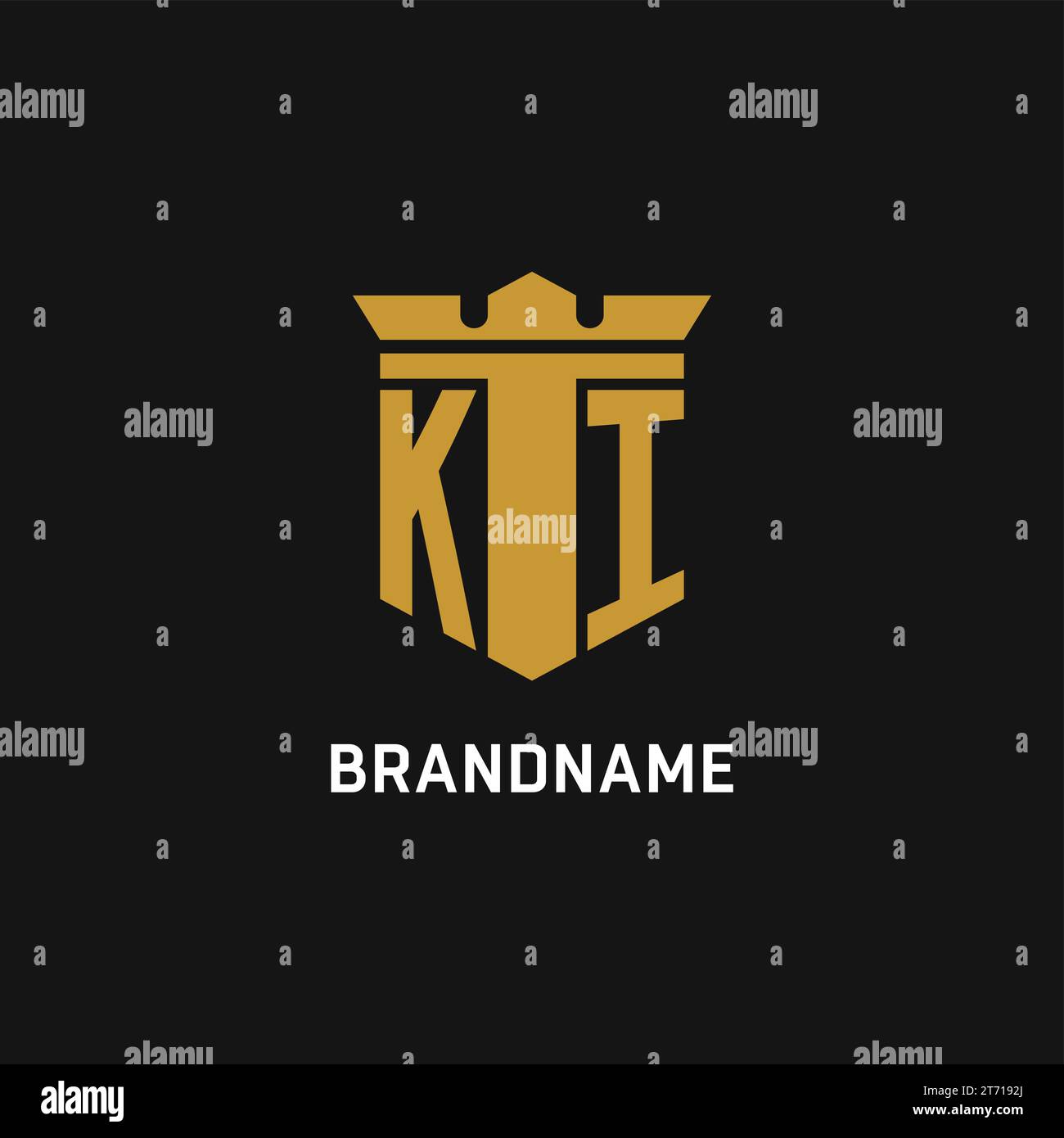 KI initial logo with shield and crown style design ideas Stock Vector ...