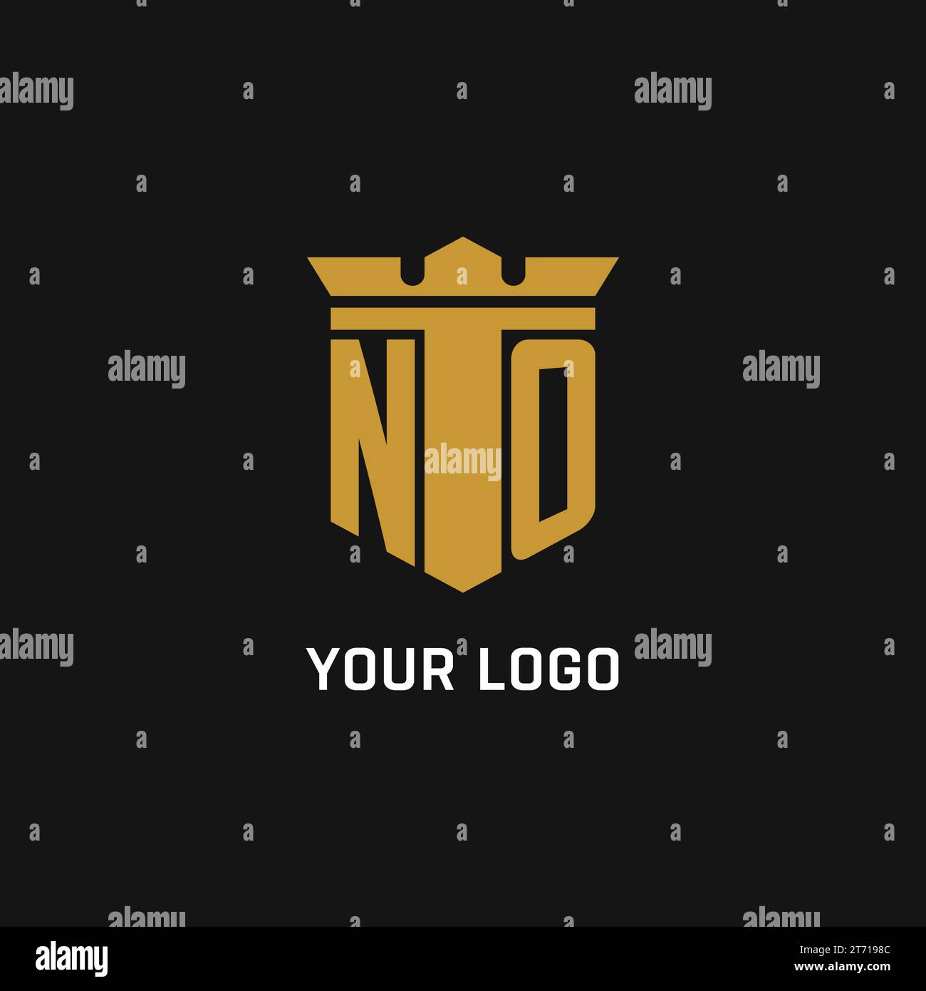 NO initial logo with shield and crown style design ideas Stock Vector ...