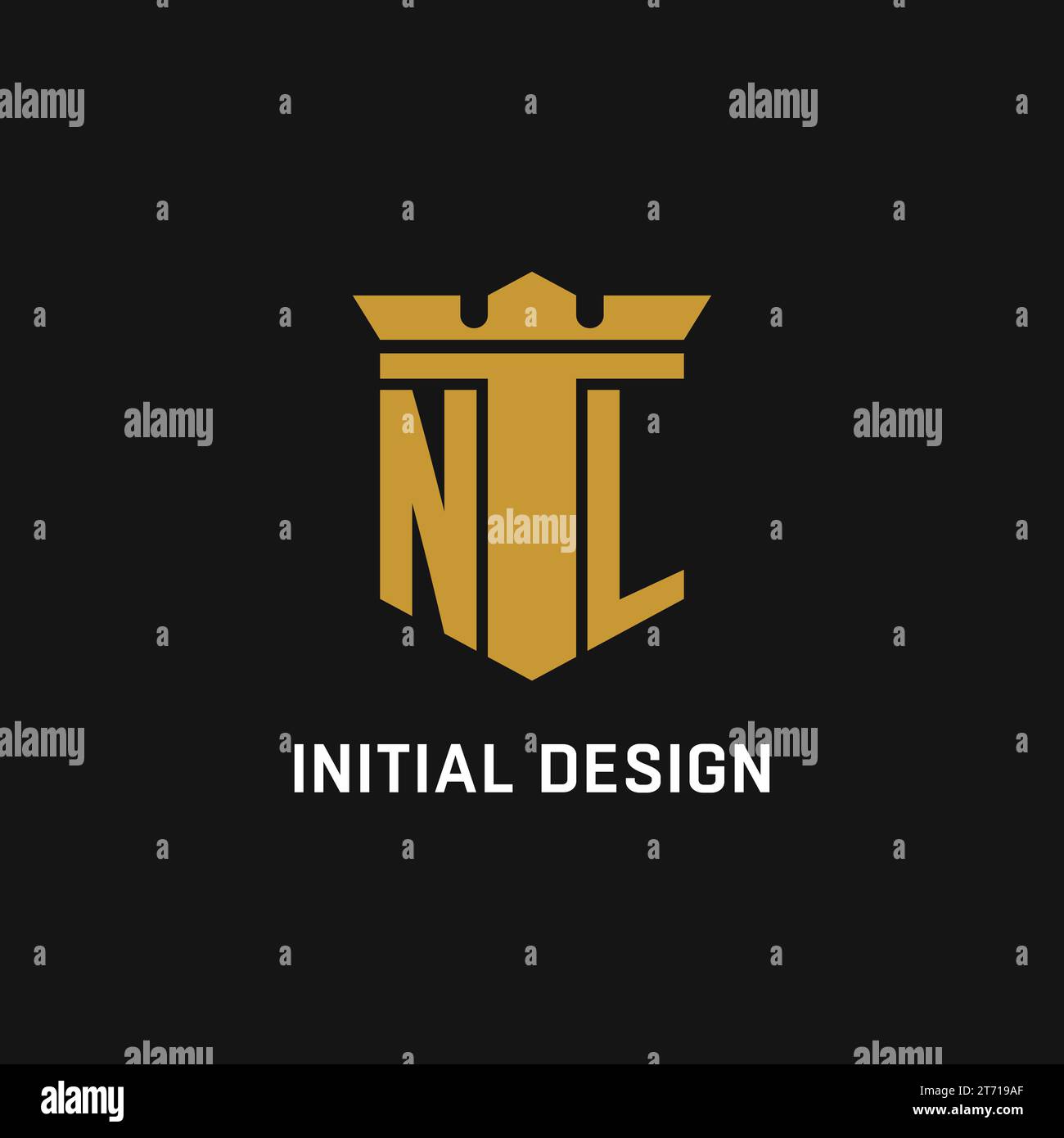 NL initial logo with shield and crown style design ideas Stock Vector ...