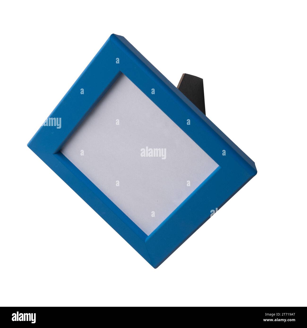 Small blue blank picture photo frame with stand. Realistic horizontal ...
