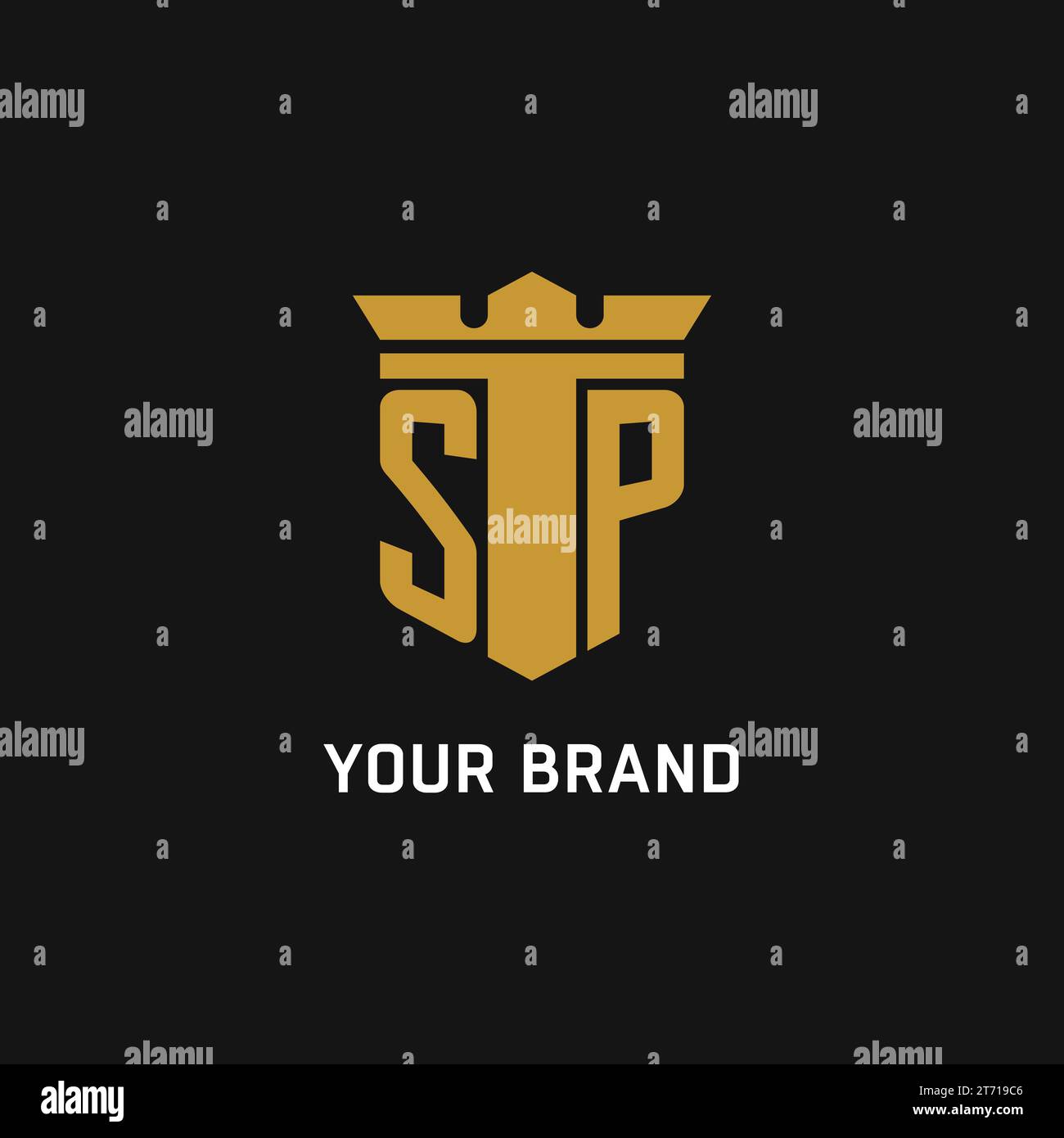 SP initial logo with shield and crown style design ideas Stock Vector ...