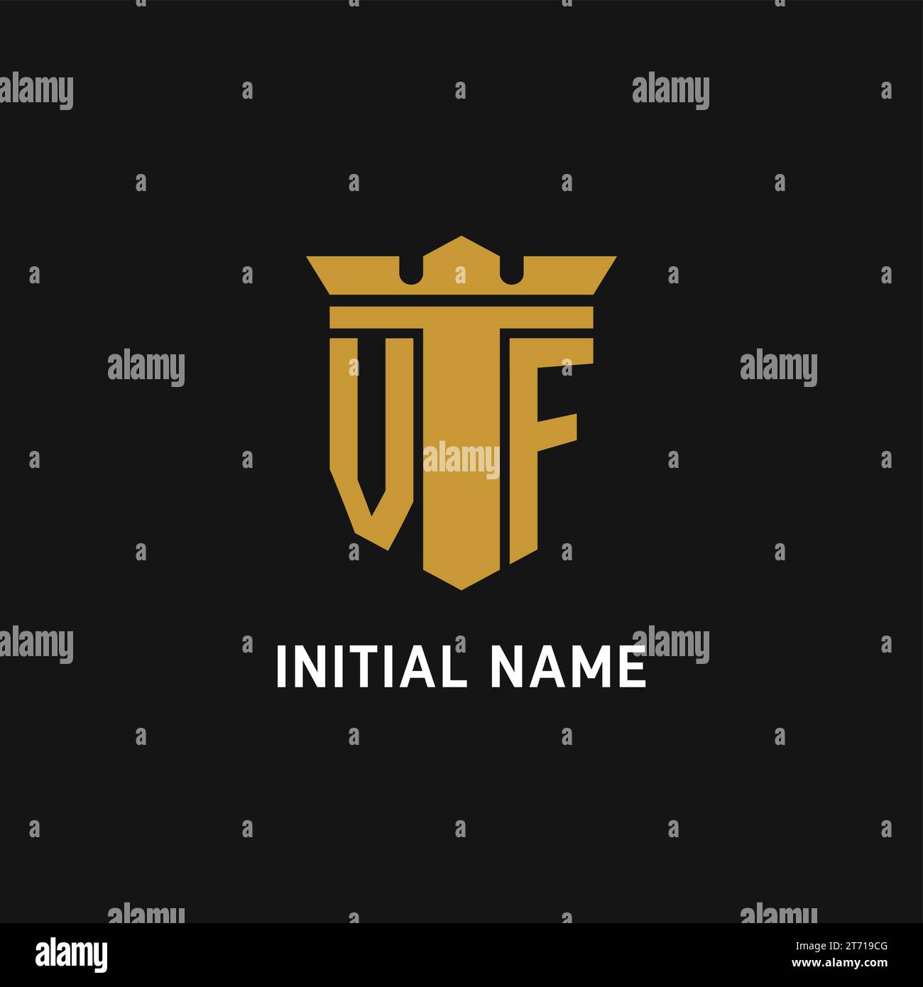 VF initial logo with shield and crown style design ideas Stock Vector ...