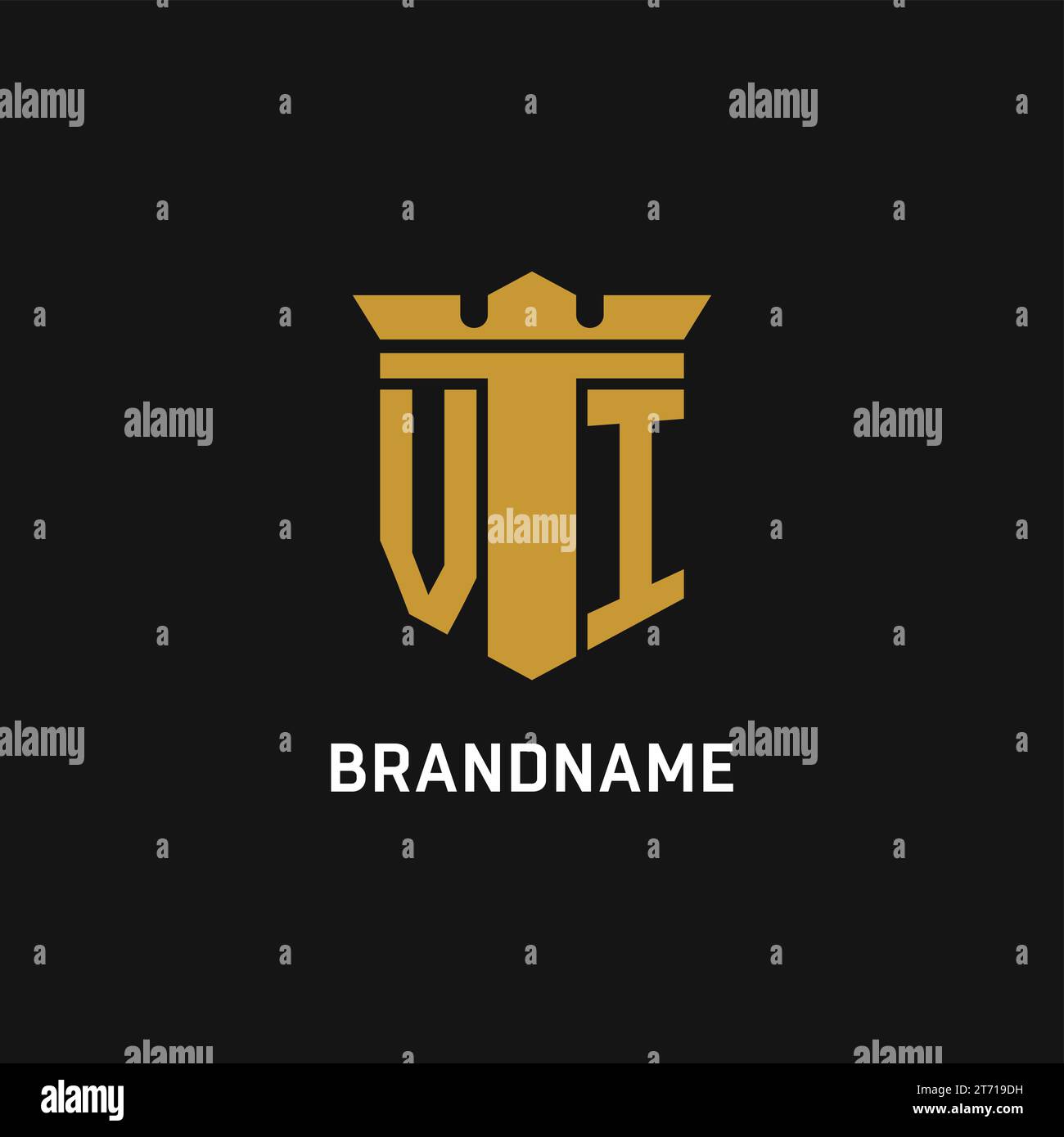 VI initial logo with shield and crown style design ideas Stock Vector ...