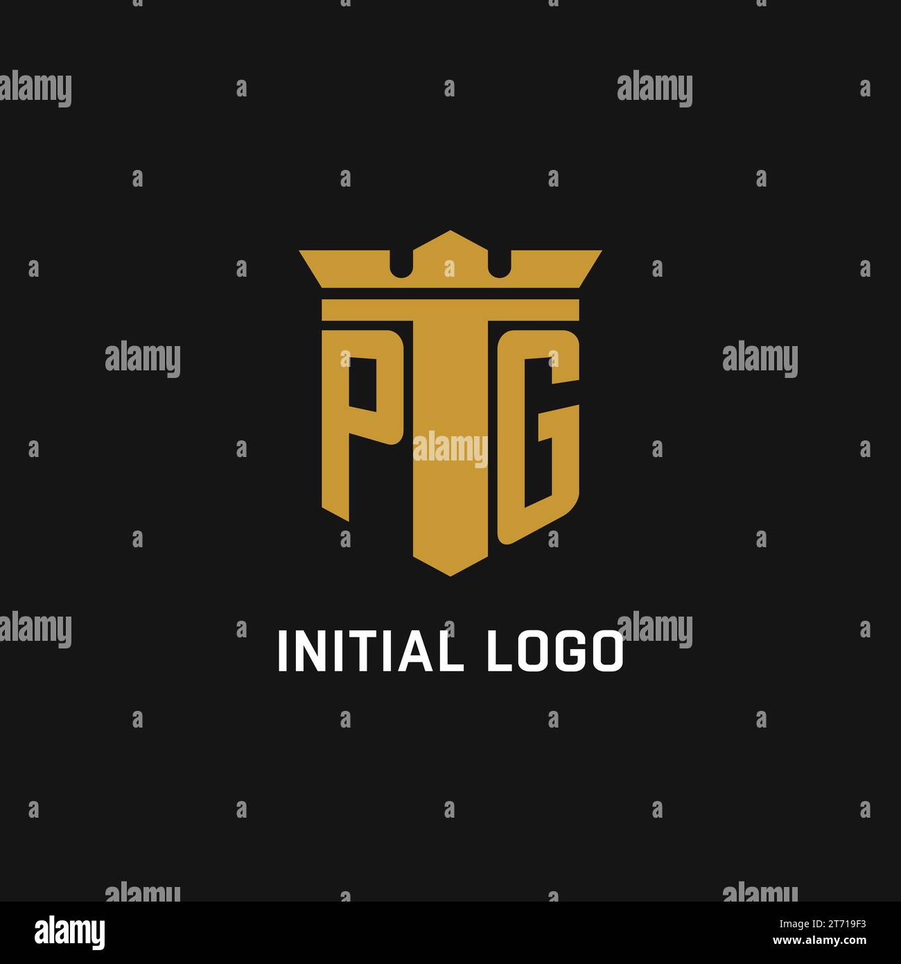 PG initial logo with shield and crown style design ideas Stock Vector ...