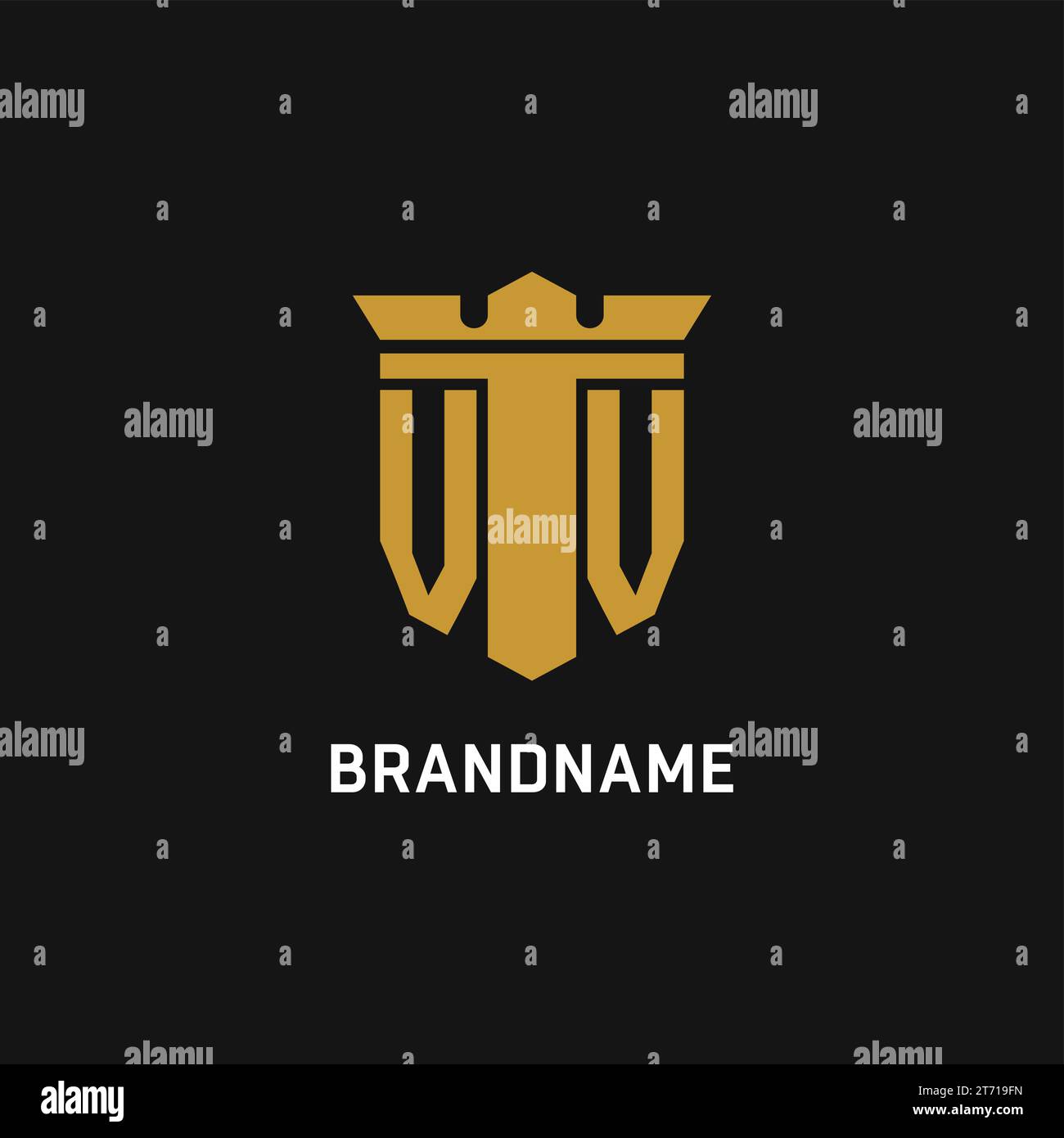 VV initial logo with shield and crown style design ideas Stock Vector ...