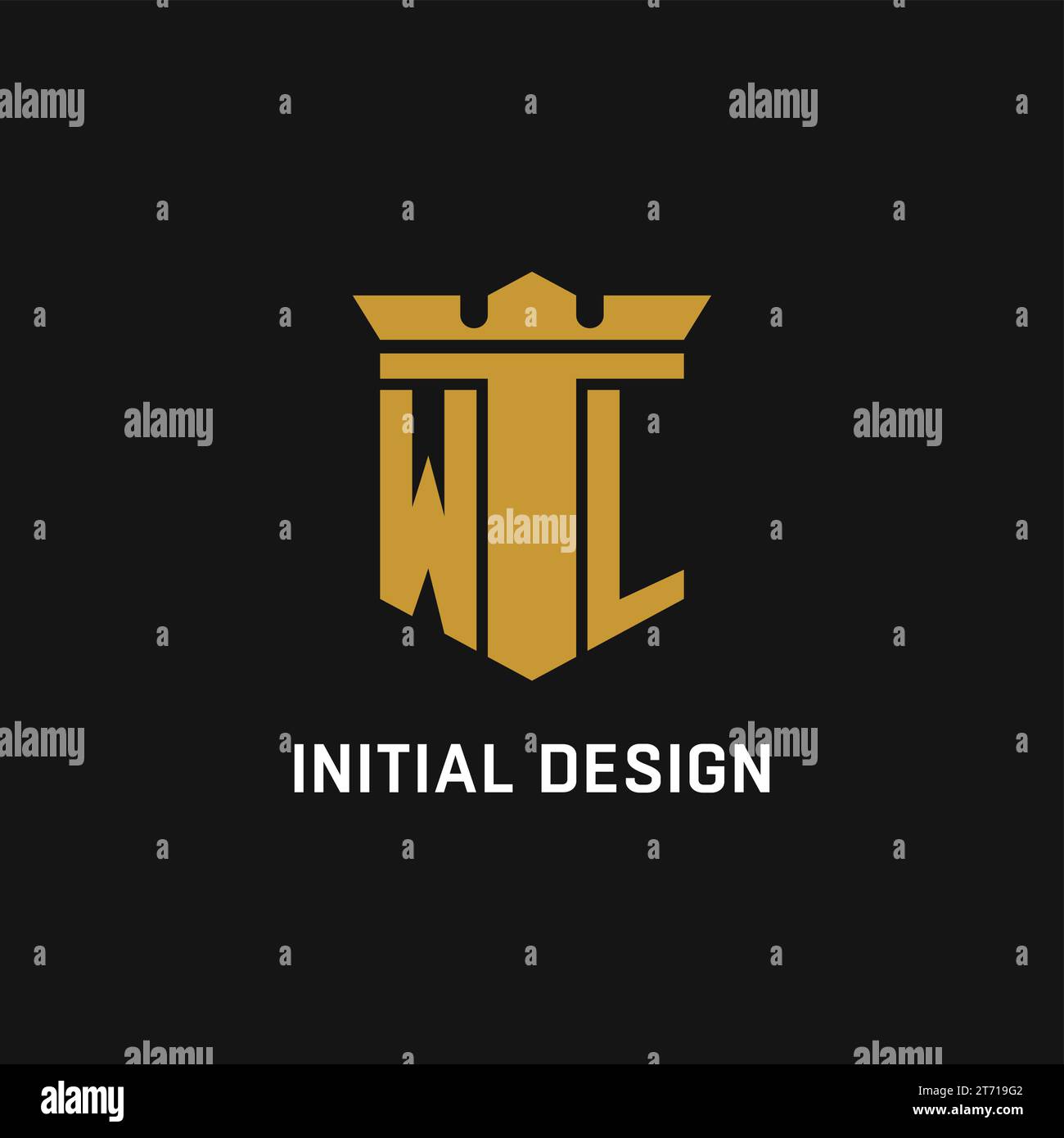 WL initial logo with shield and crown style design ideas Stock Vector ...