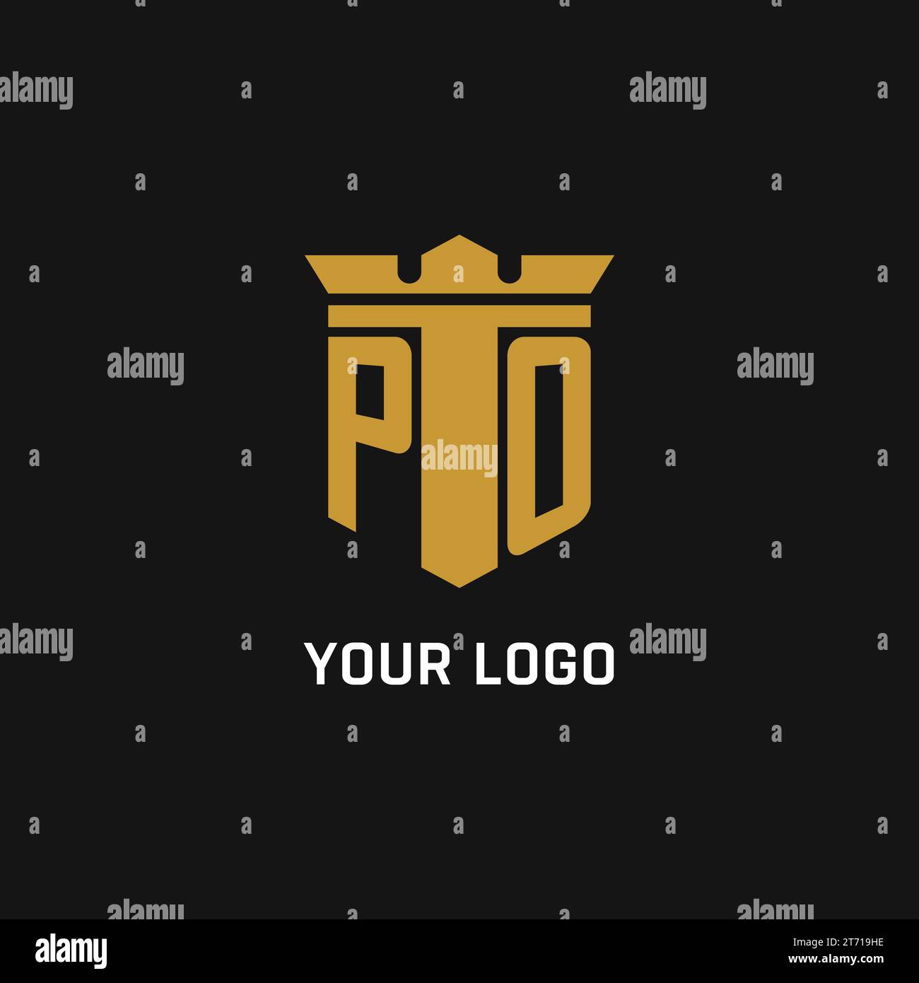 PO initial logo with shield and crown style design ideas Stock Vector ...