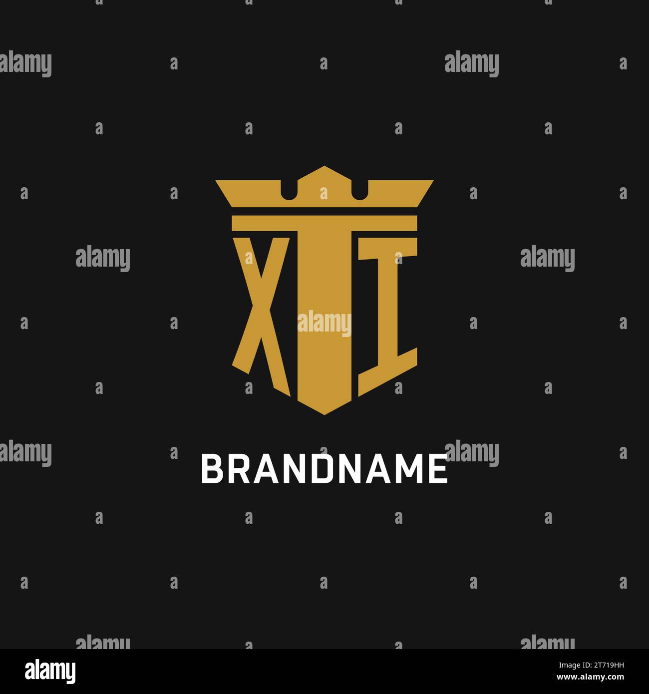 XI initial logo with shield and crown style design ideas Stock Vector ...