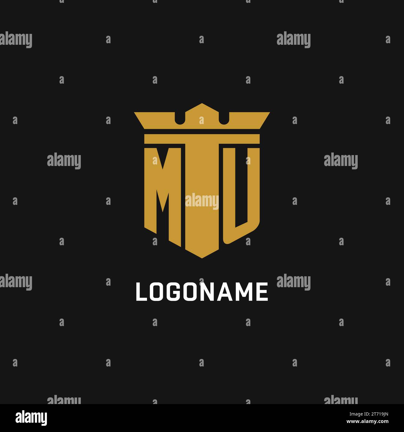 MU initial logo with shield and crown style design ideas Stock Vector ...